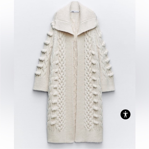 Zara | Sweaters | Zara Hooded Long Cable Knit Coat Cardigan | Poshmark